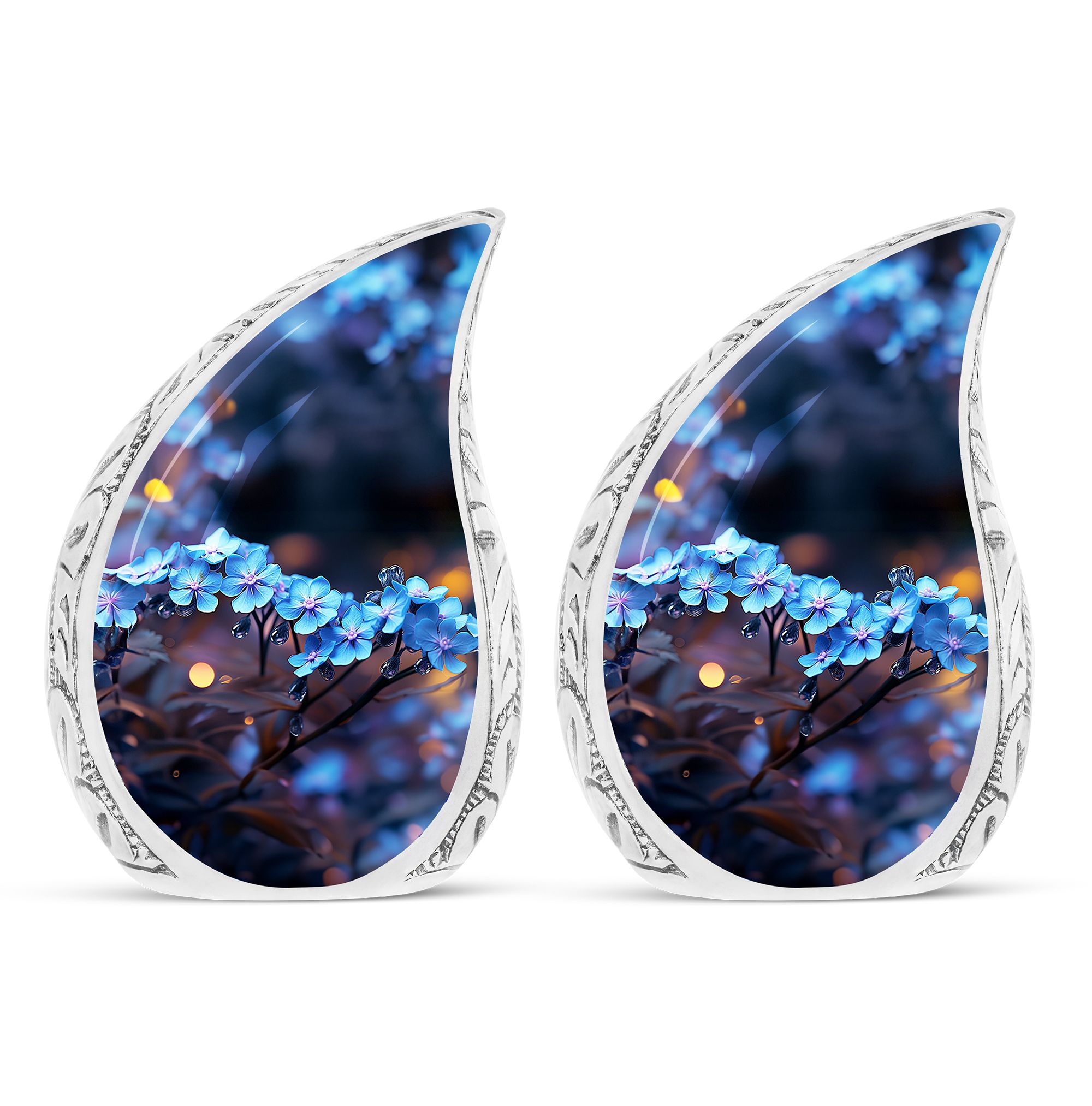 PARHUS Forget Me Not Blue Flower Urns, Teardrop Cremation Urn ...