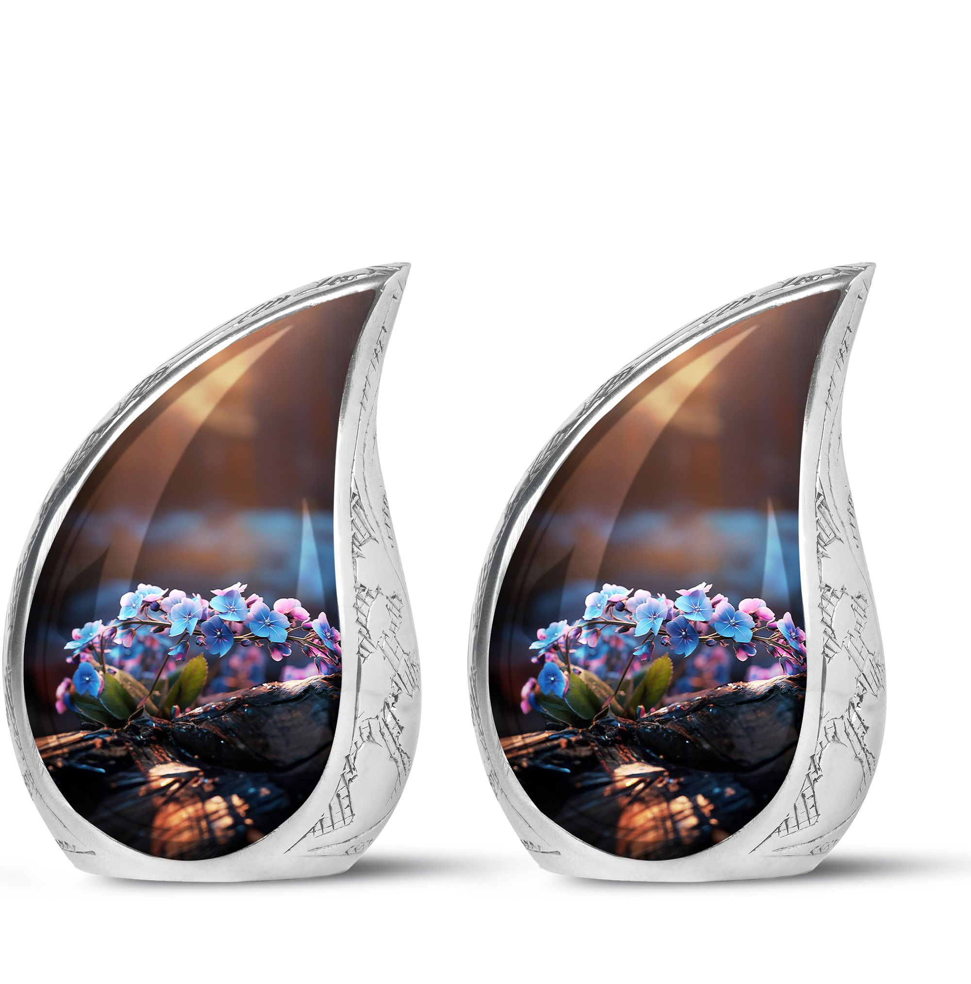 PARHUS Forget Me Not Flowers Small Urn for Ashes for Women, Teardrop ...