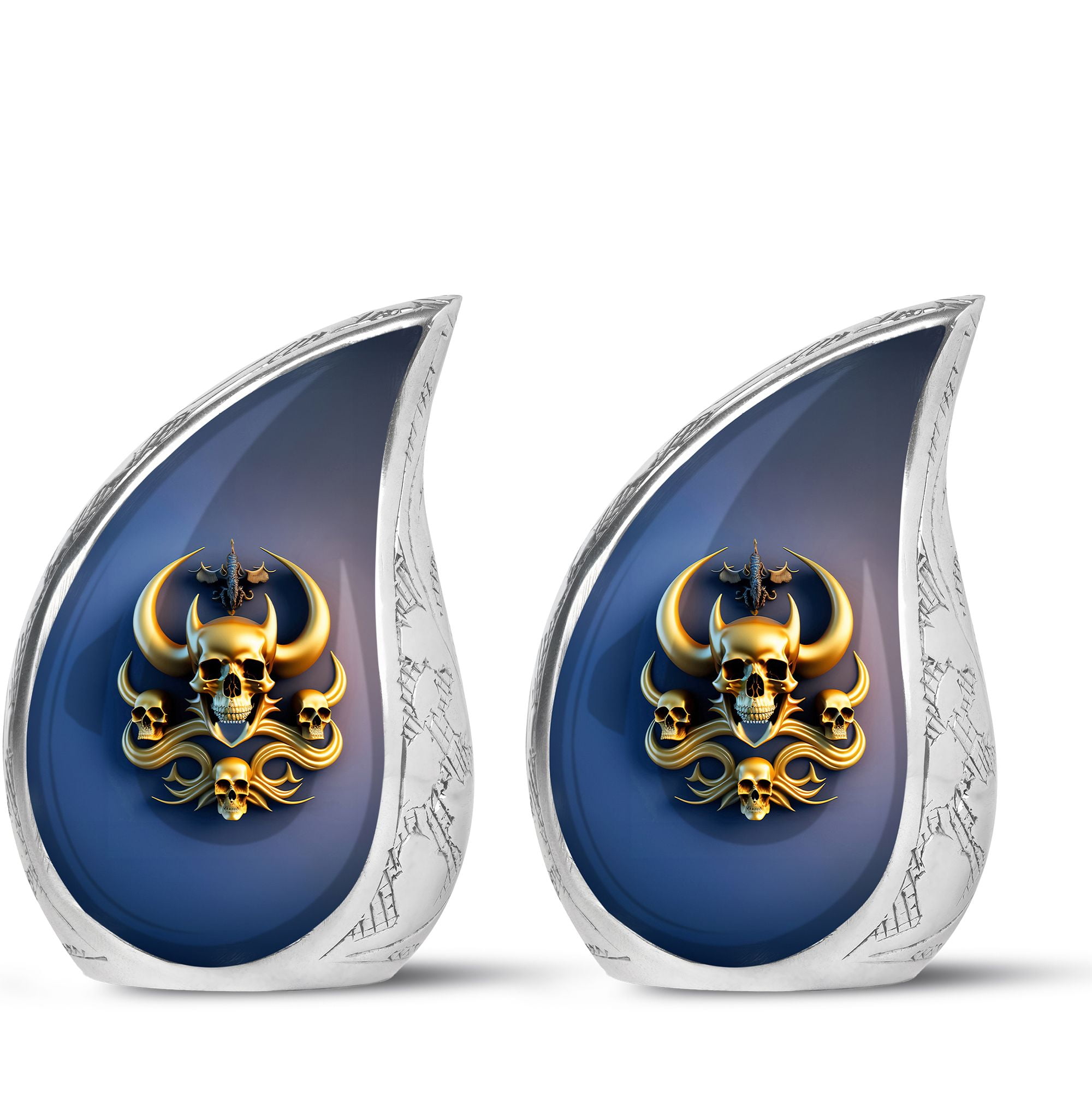 PARHUS Golden Skull Emblem Small Urns for Ashes, Drop Cremation Urn ...