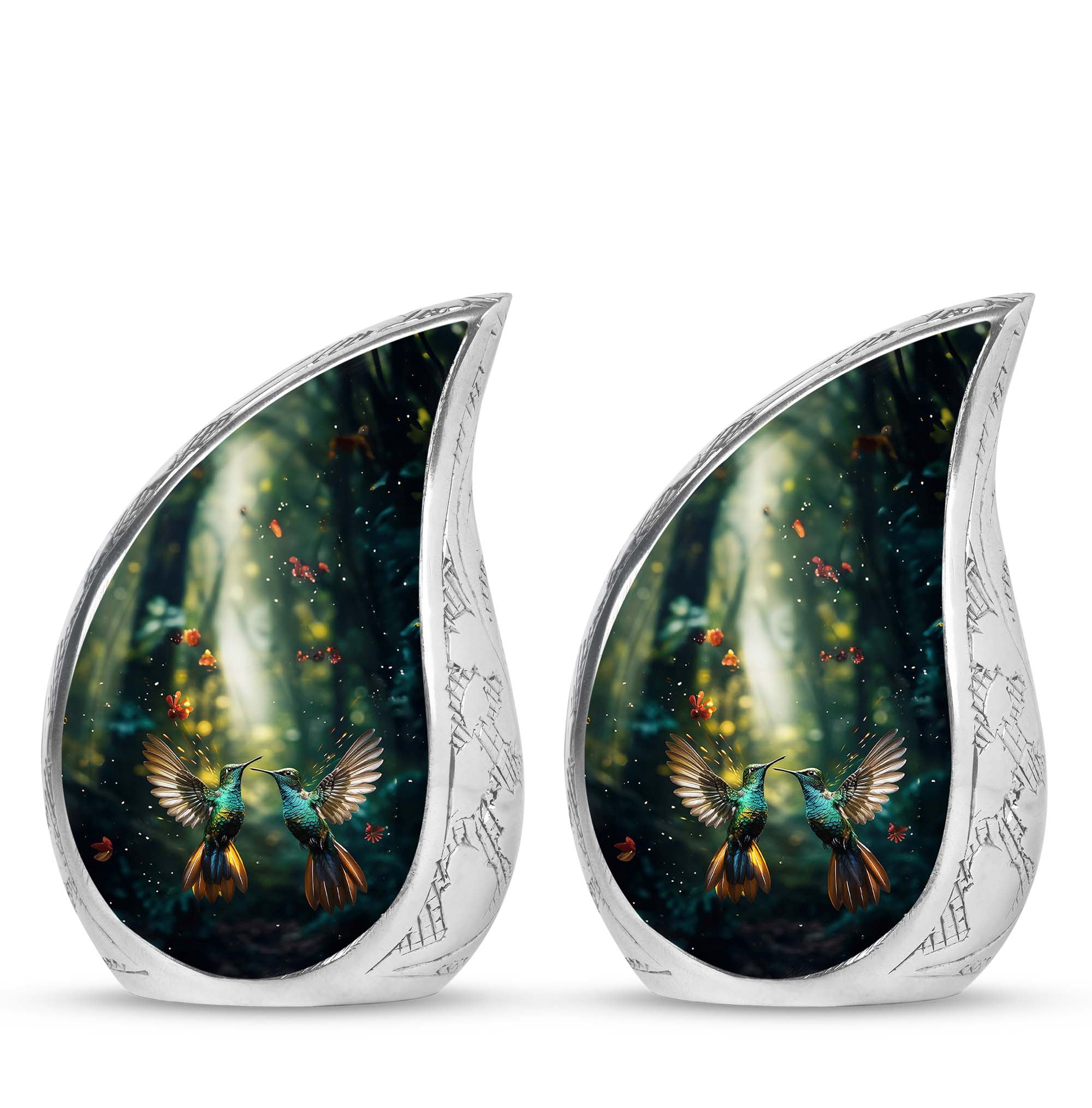 PARHUS Green Humming Birds Memorial Urns - Teardrop Funeral Urns for ...