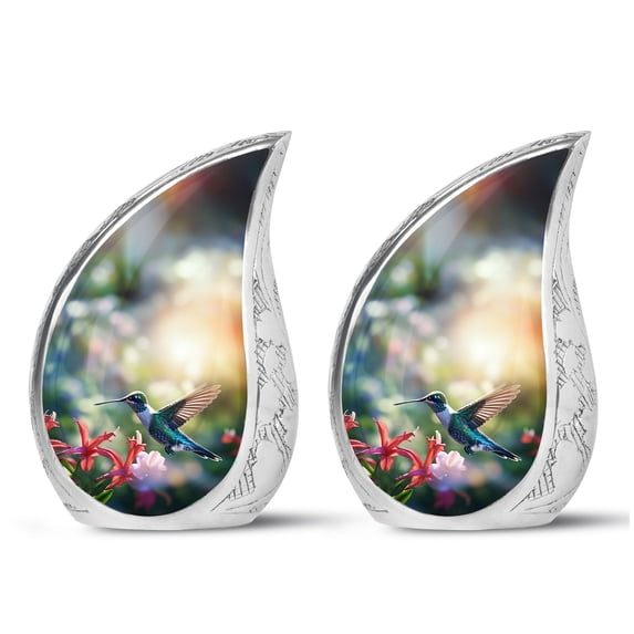 PARHUS Humming Bird Flying Near Lilly Flower - Teardrop Urns for Human ...