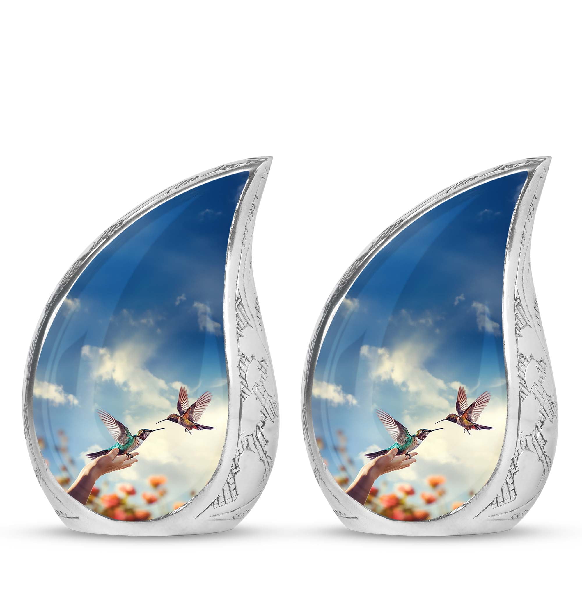 PARHUS Humming Birds Flying from Hand - Teardrop Urns for Human Ashes ...