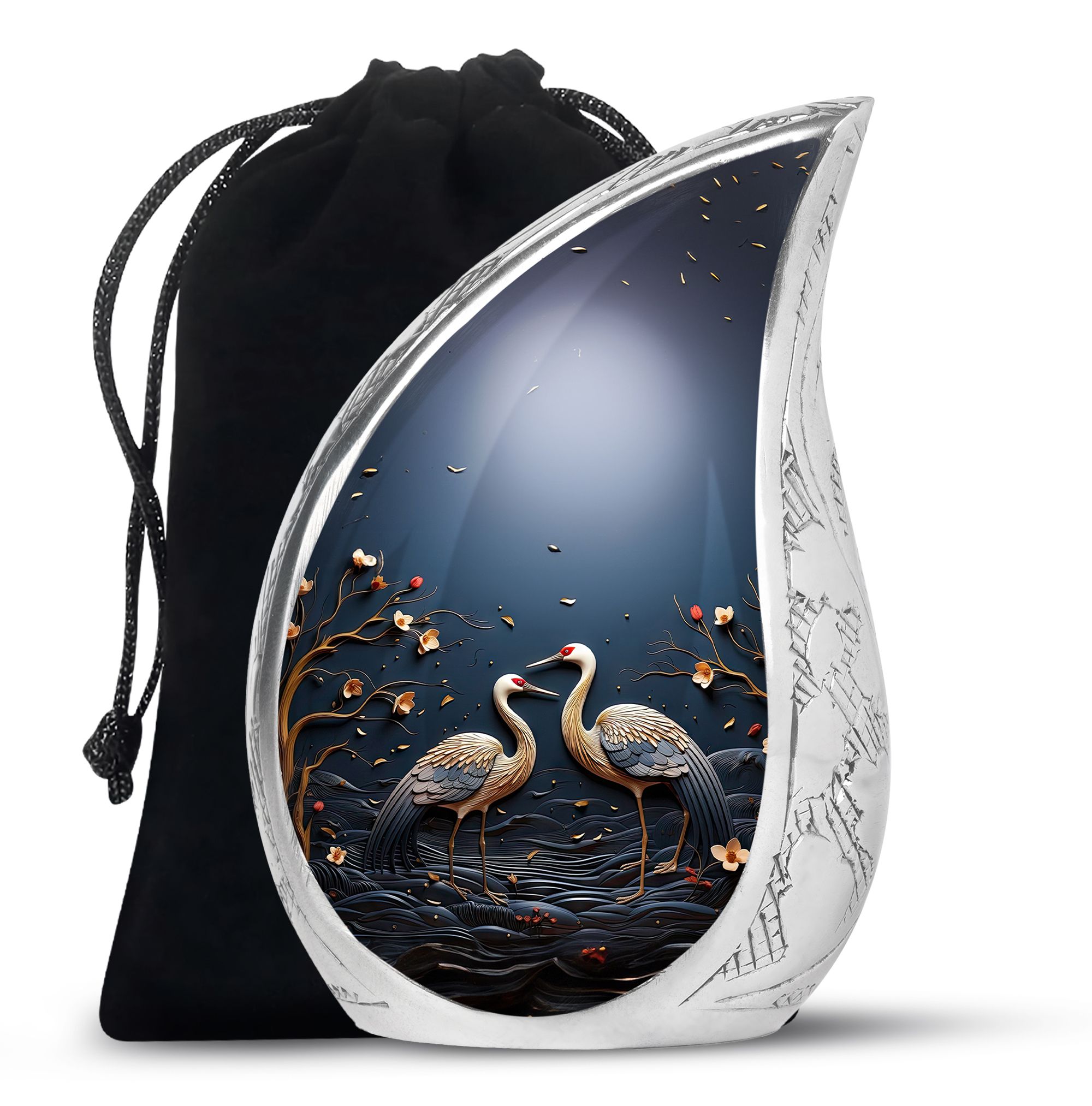 PARHUS Illustration Forest with Two Crane Urn - Memorial Urns for Human ...