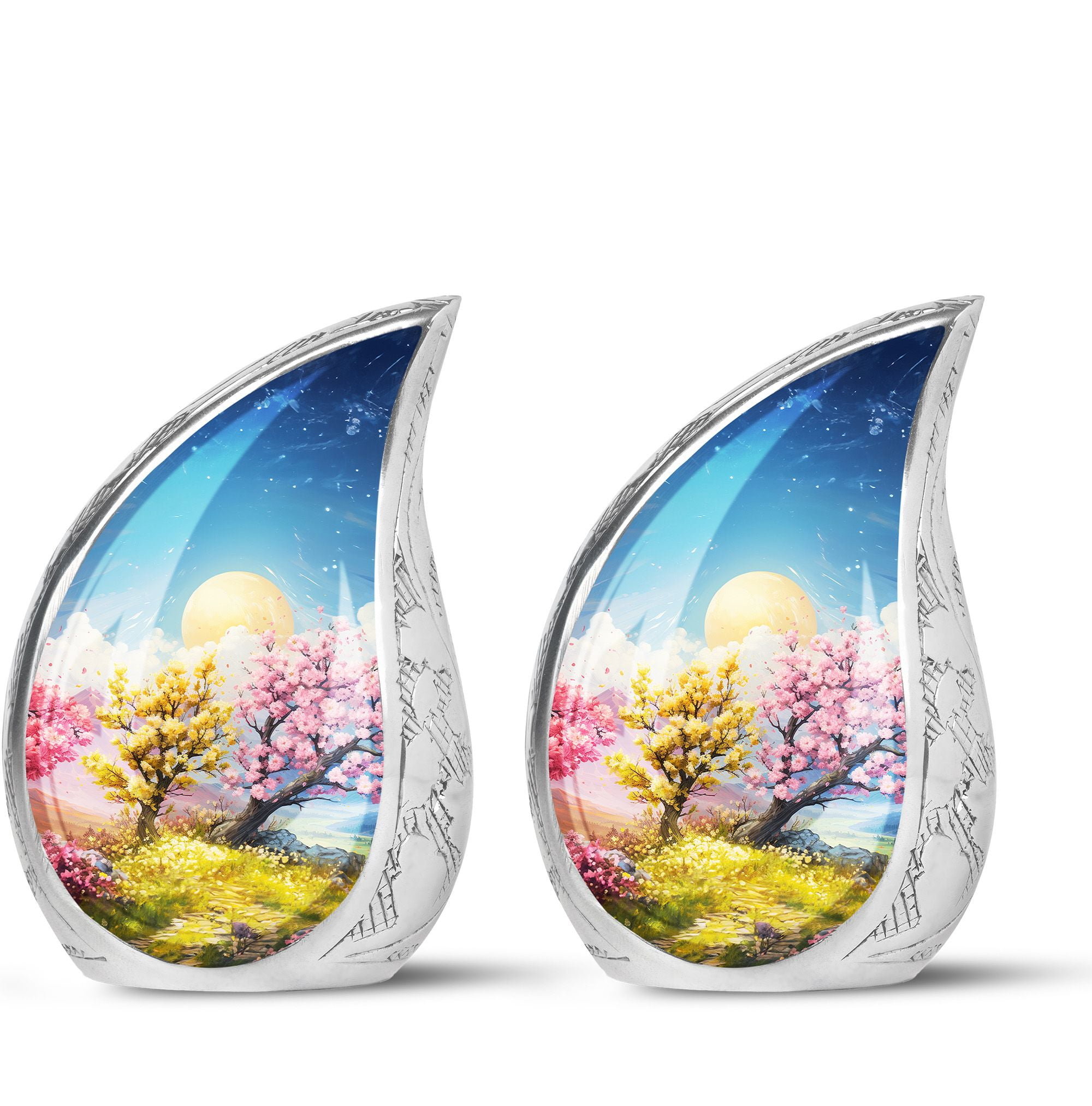 PARHUS Mini Mountains with at Sunset Tree Urn - Teardrop Small Urns for ...