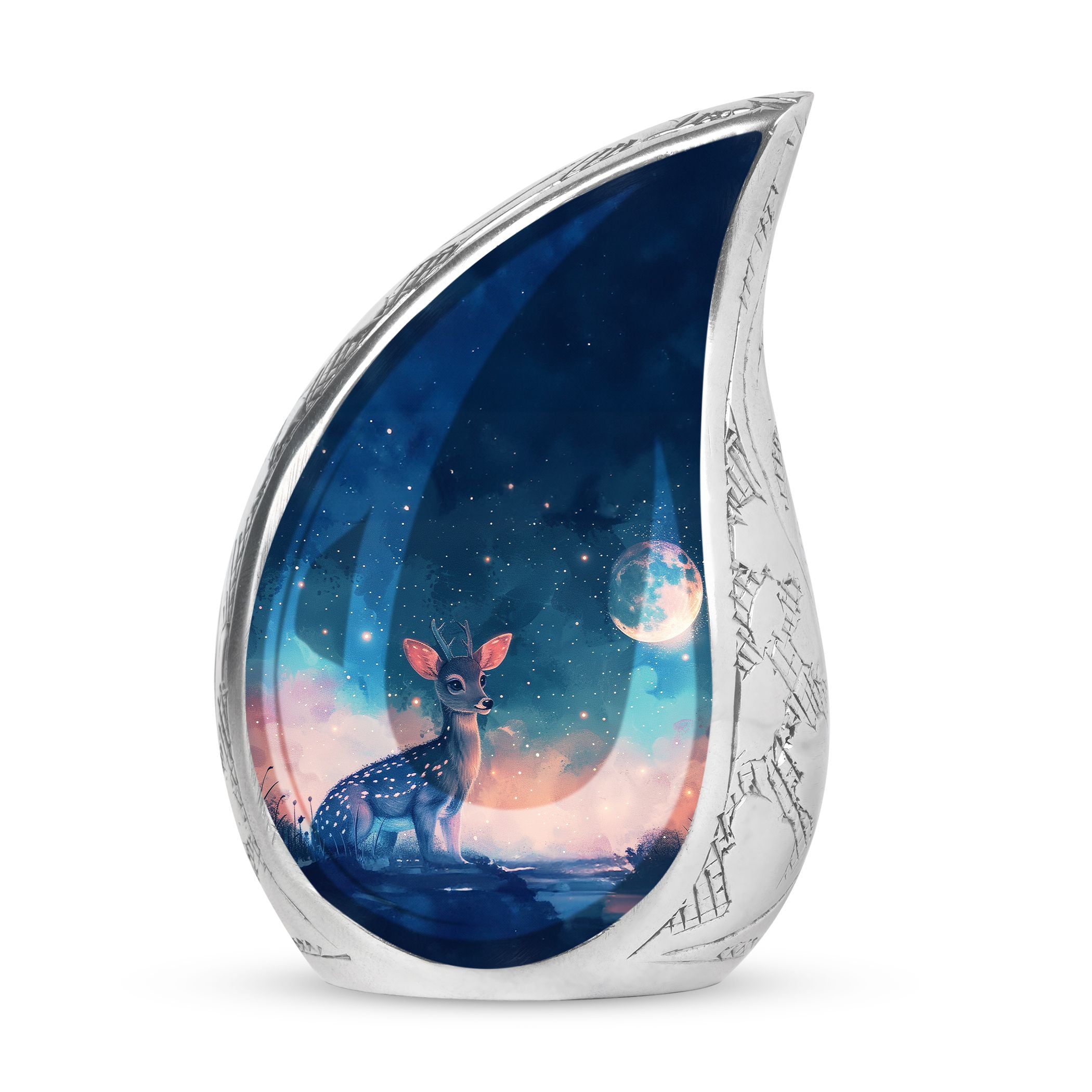 PARHUS Moonlit Fawn Fantasy Teardrop Cremation Urn, Mini Urn For Ashes ...