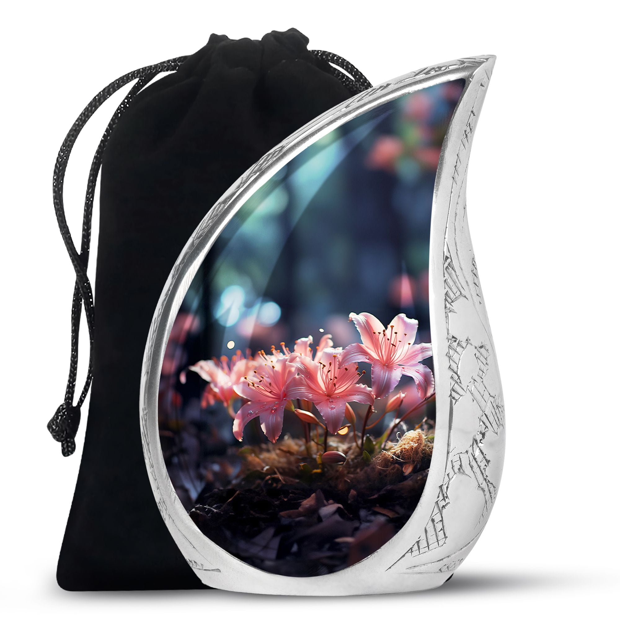 PARHUS Pink Lilly with Water Drop Urn - Ashes Urns Human Remains - Urn ...