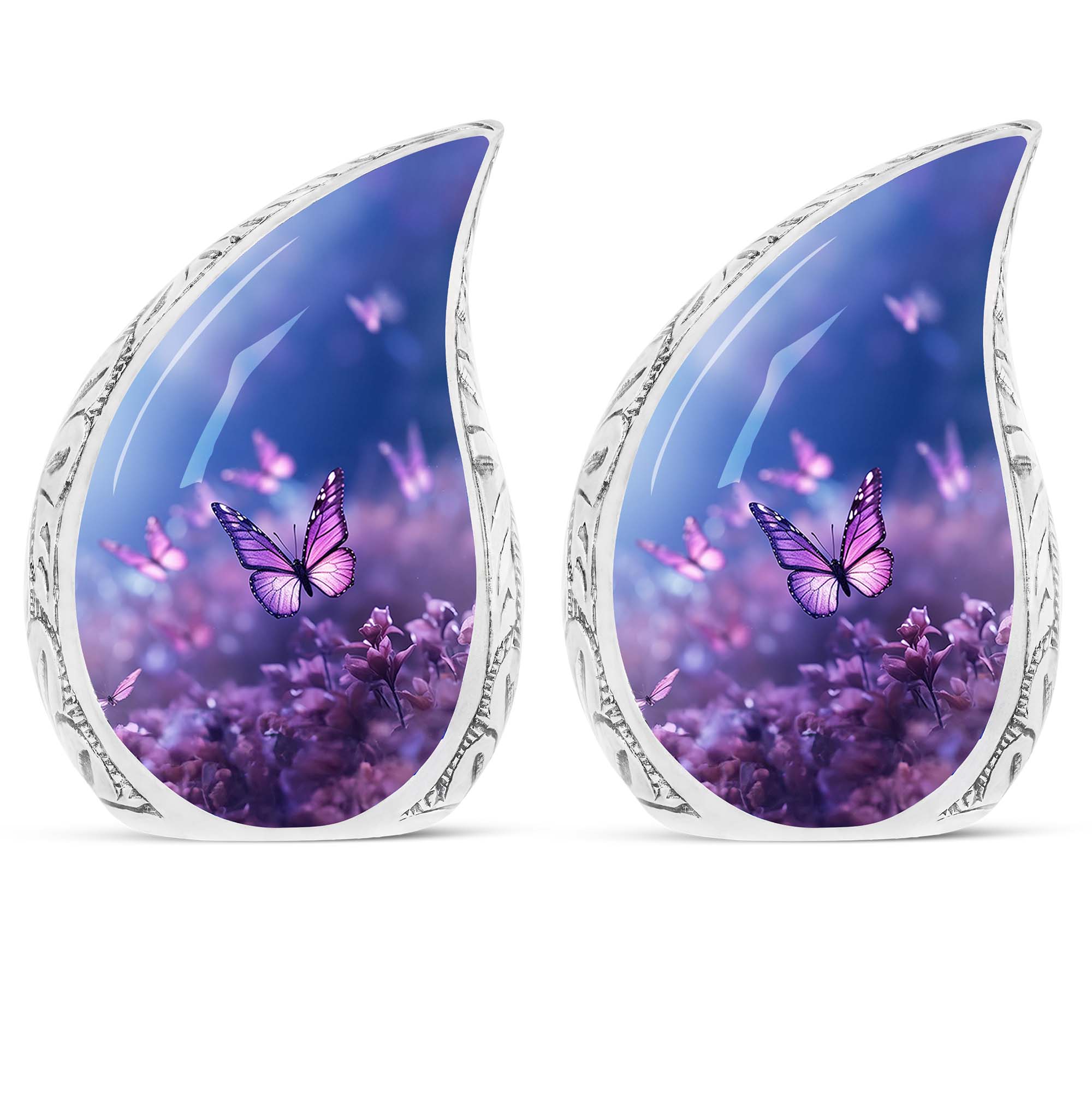PARHUS Purple Butterfly Teardrop Urn, Small Urns for Human Ashes, Urn ...