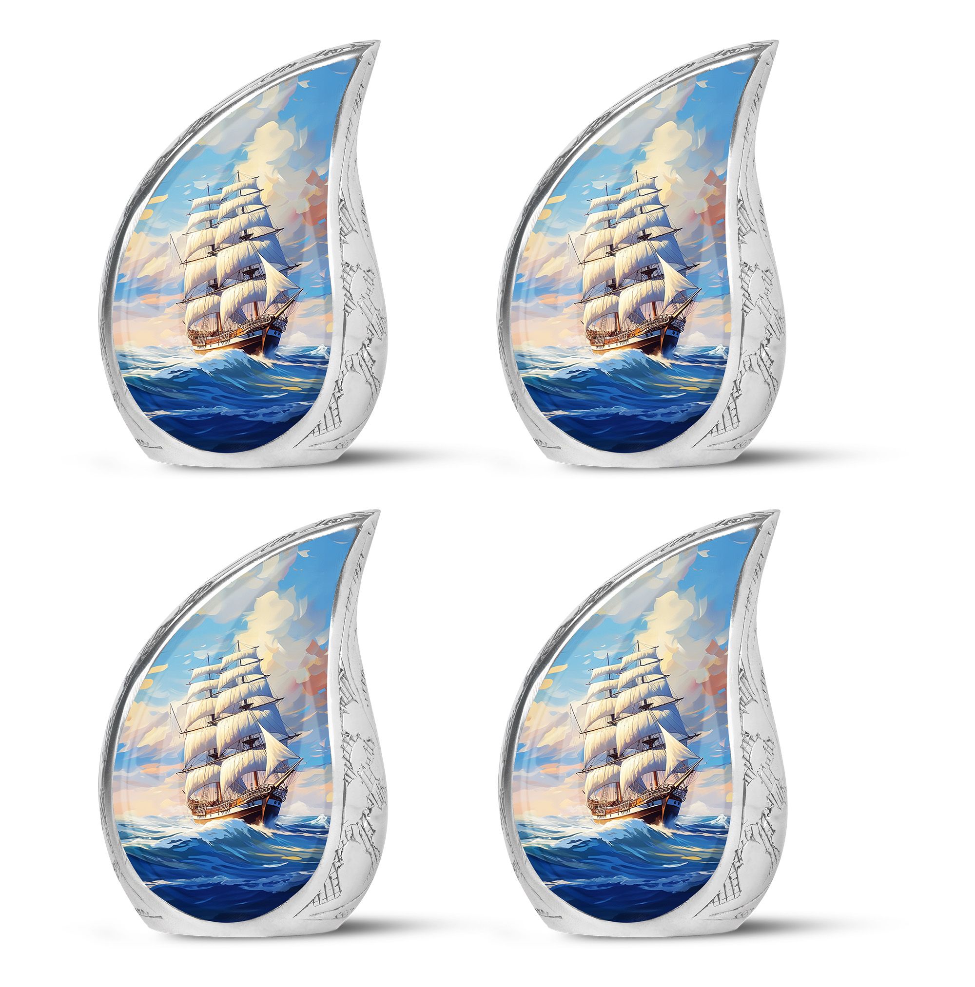PARHUS Ship Painting - Teardrop Cremation Urn For Ashes - Burial Urns ...