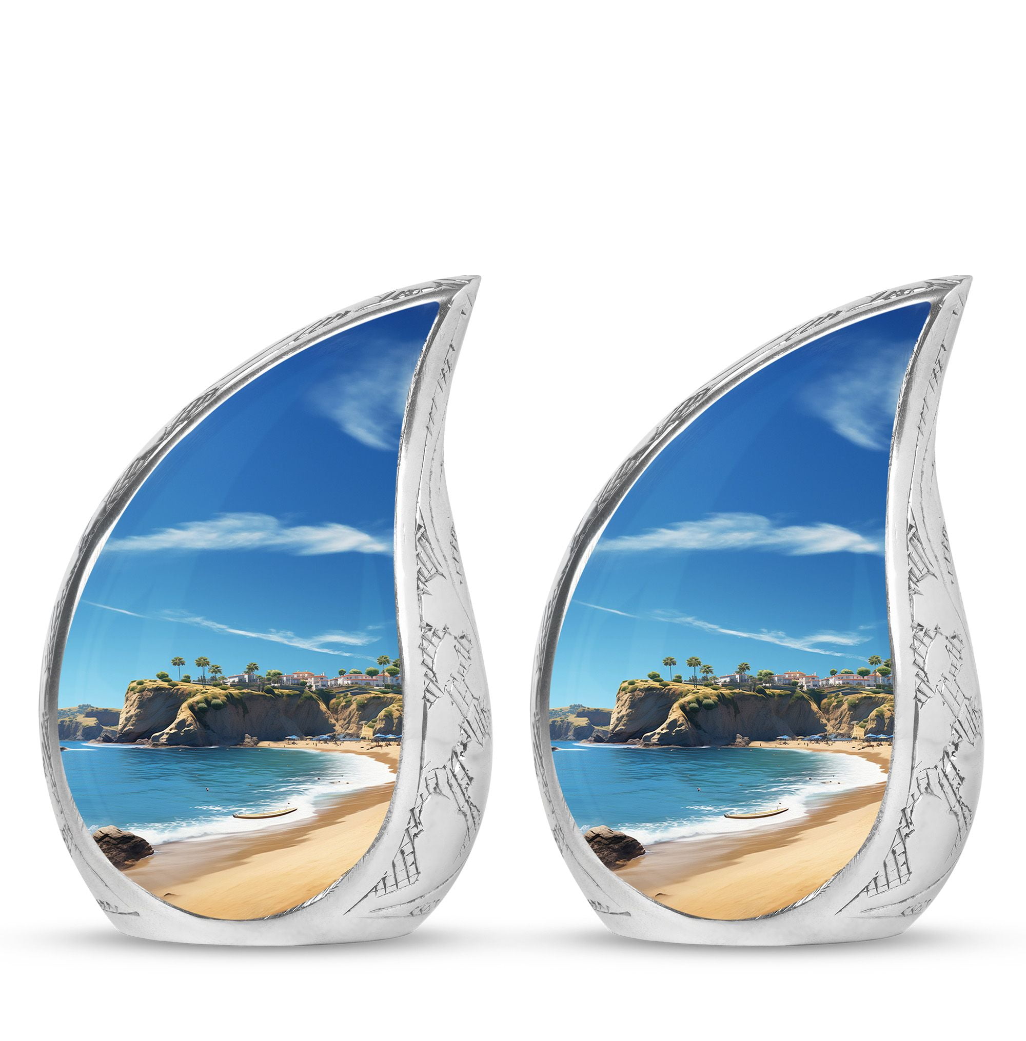 PARHUS Sunny Cliffs Overlooking Serene Beach - Teardrop Urn for Human ...