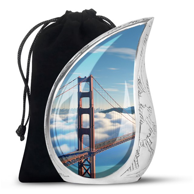 PARHUS Teardrop Golden Gate Bridge Urn for Ashes for Women, Memorial ...