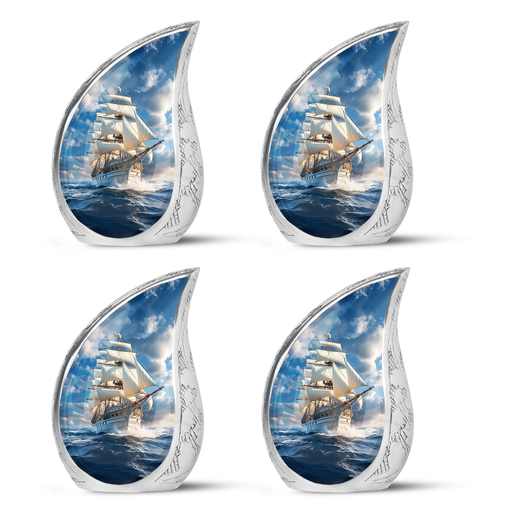 PARHUS White Ship Sky Clouds Teardrop Urn for Human Ashes Adult Sister ...