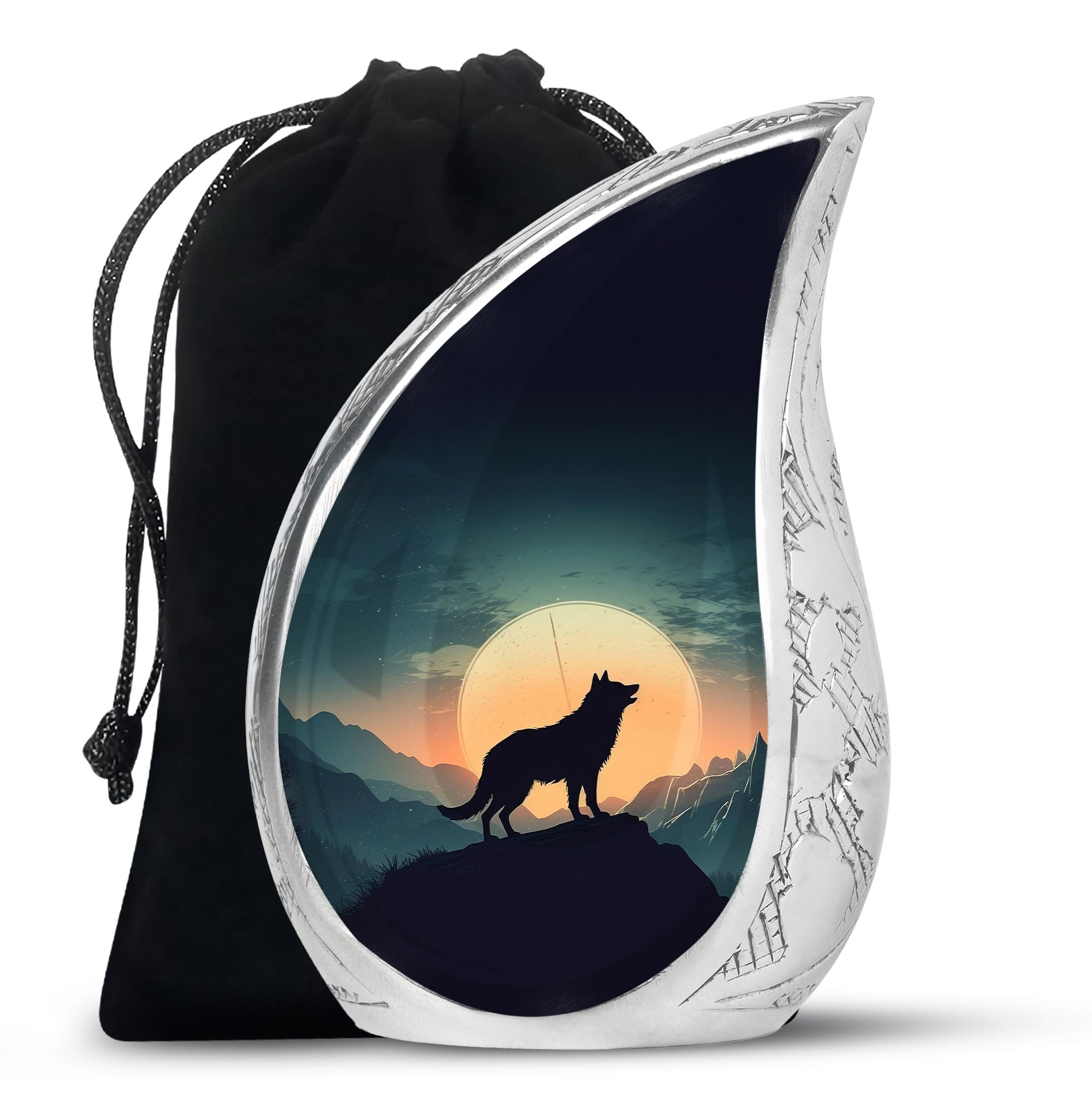 PARHUS Wolf Howling Moon Night Sky Urn - Burial Urns for Ashes - Urn ...