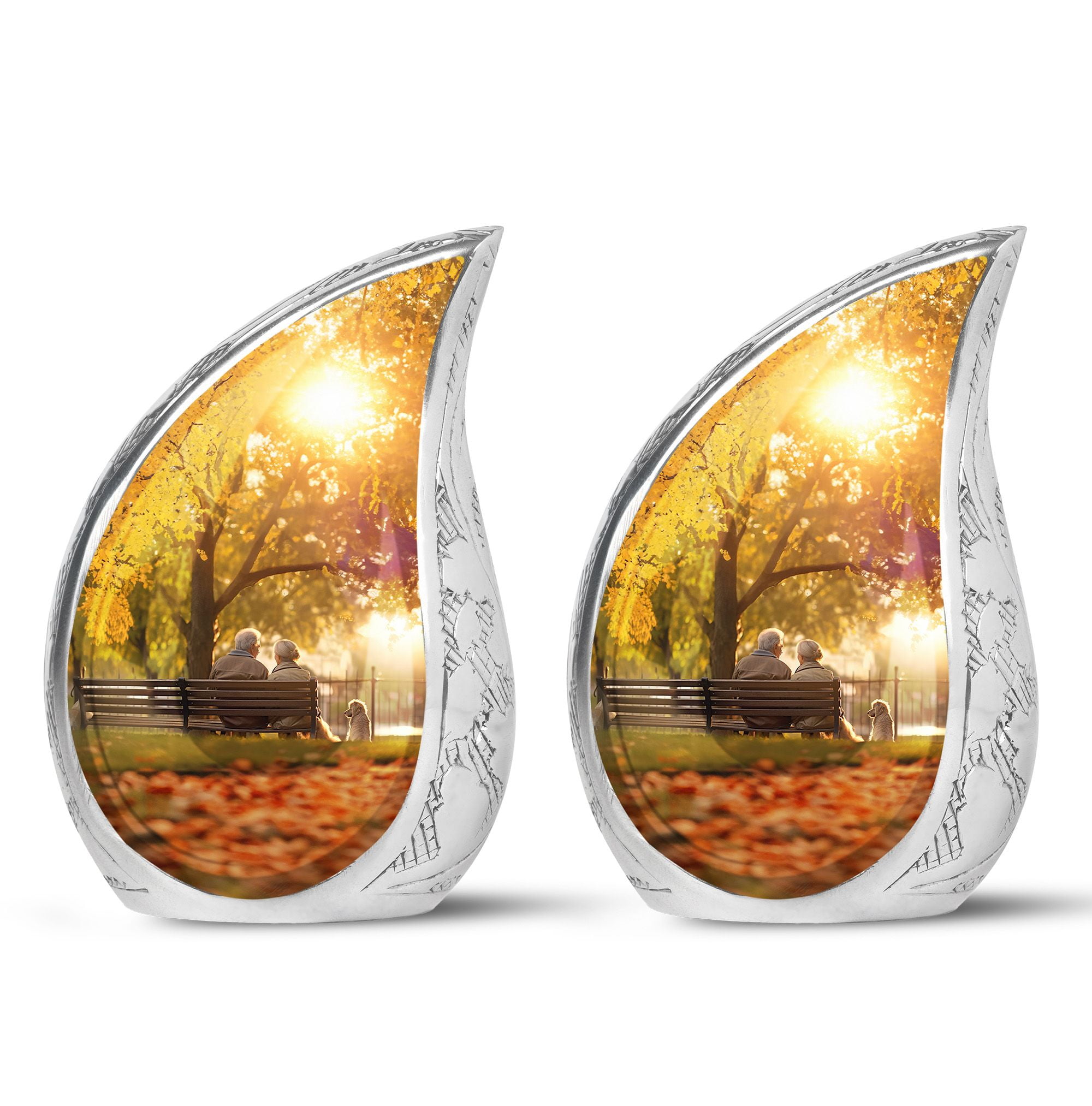 PARHUSA Old Couple Sitting On A Bench - Teardrop Adult Urns for Human ...