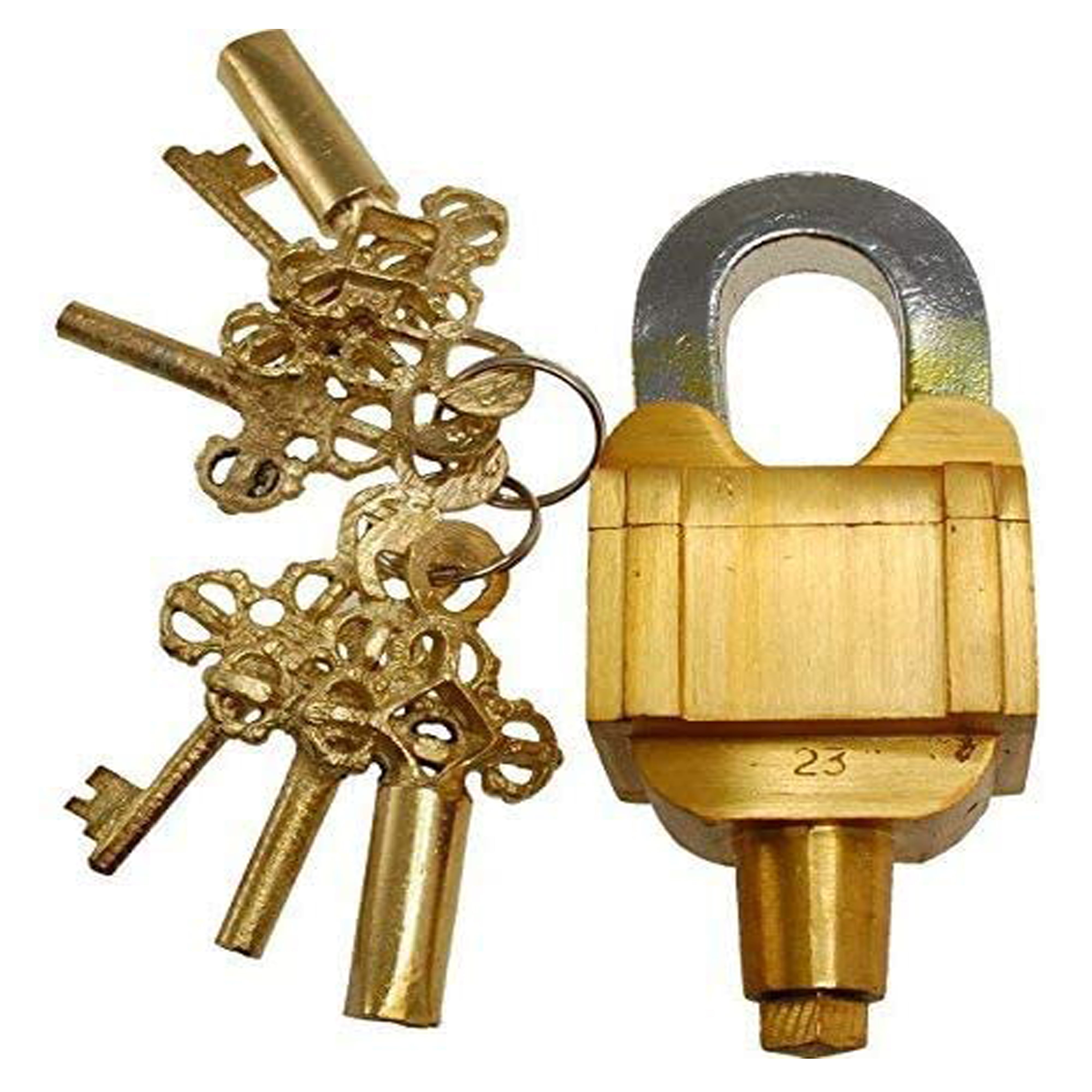 PARIJAT HANDICRAFT Brass Door Padlock Fully Functional Handmade Antique ...