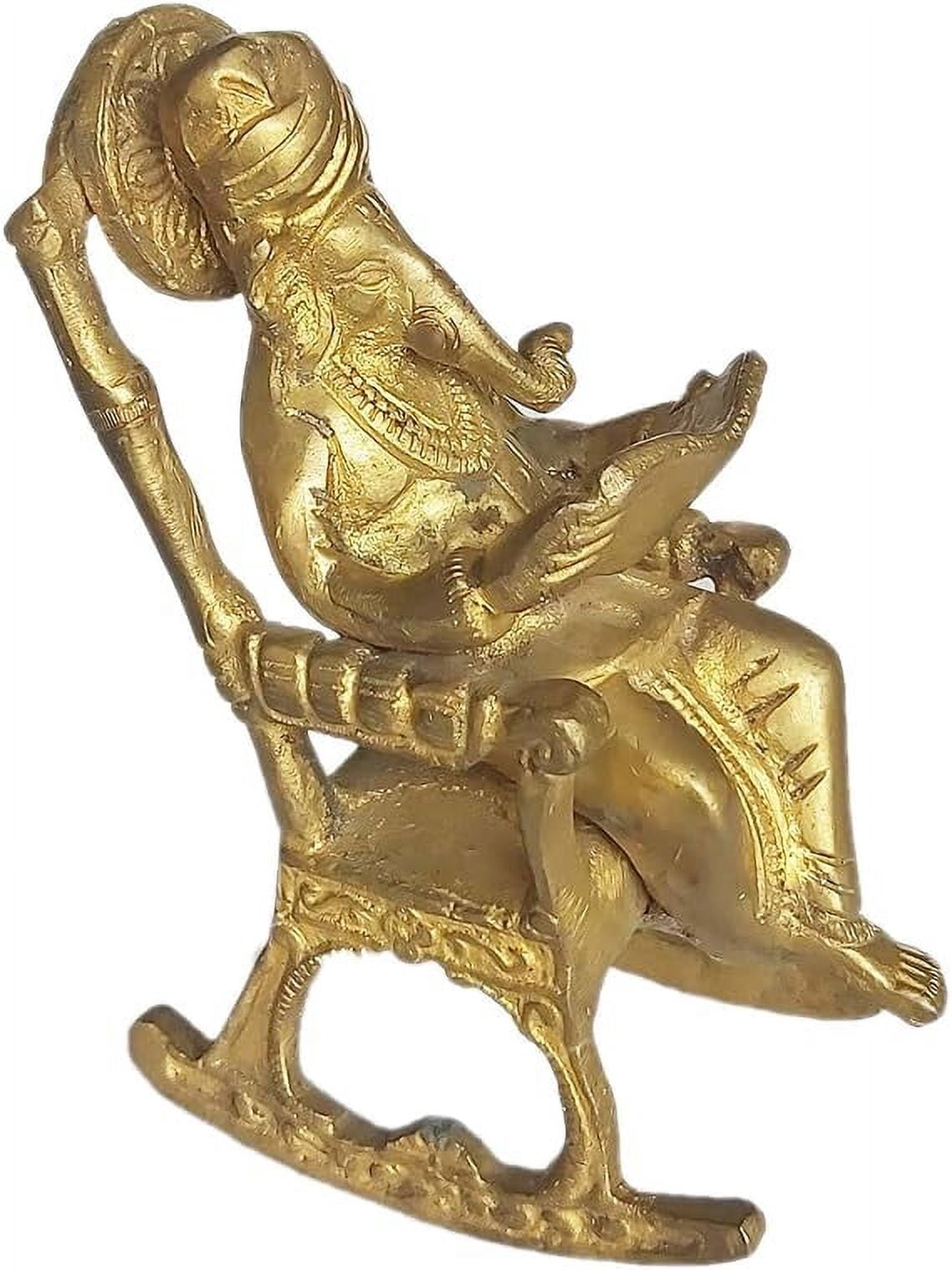 PARIJAT HANDICRAFT Brass Lord Ganesha Reading Ramayana Statue Hindu God ...