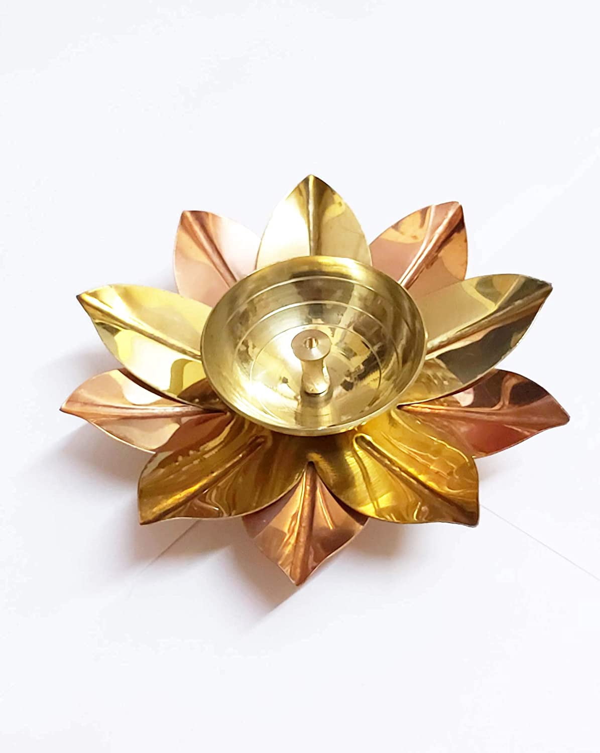 PARIJAT HANDICRAFT Brass Lotus Kuber Diya for Puja Home Décor Brass ...