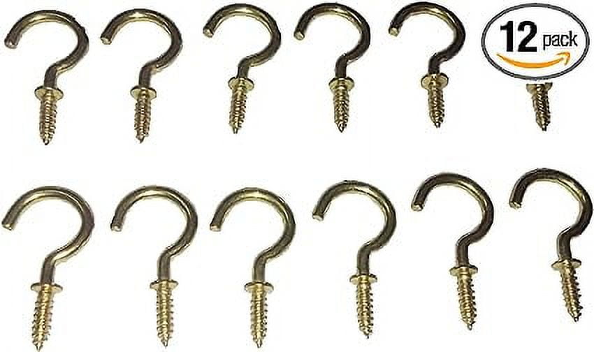 PARIJAT HANDICRAFT Brass Screw Hooks, J-Hook Cup Hooks Screw-in Hooks ...