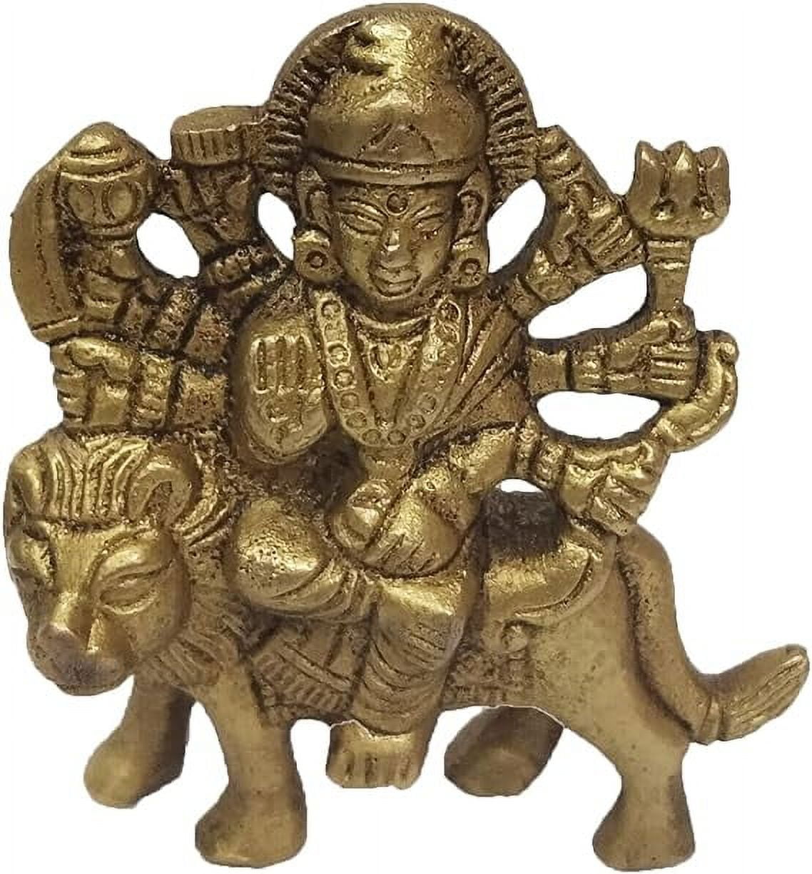 PARIJAT HANDICRAFT Brass Sculptures and Statues Durga Idol Religious Hindu Home Decor 2.7 Inches ...