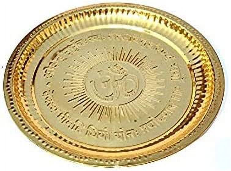 PARIJAT HANDICRAFT Brass puja Plate aarti pujan thali Golden Brass ...