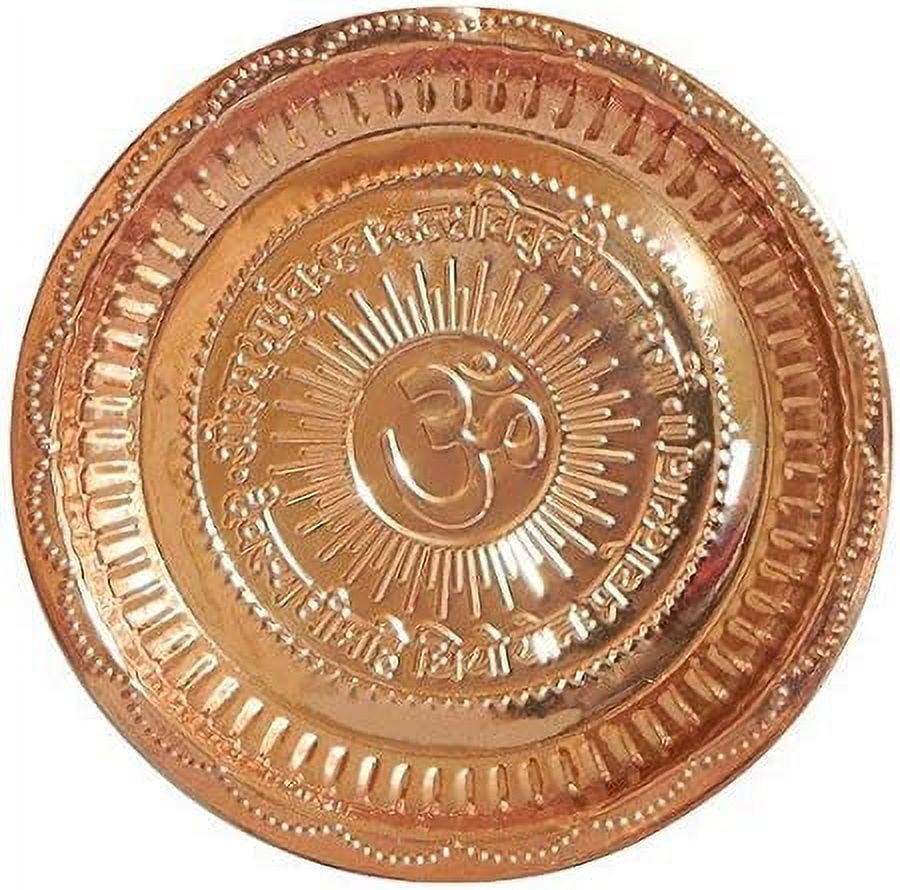 PARIJAT HANDICRAFT Brass puja Plate aarti pujan thali Golden Brass ...