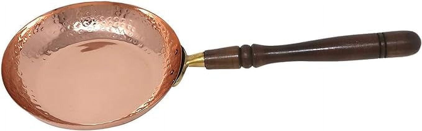 PARIJAT HANDICRAFT Copper Frying Pan with Wooden Handle Cookware Indian ...