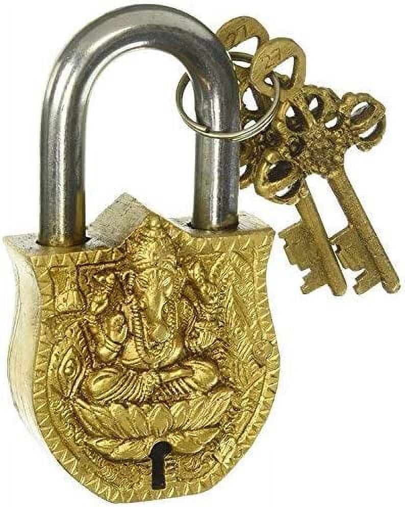 PARIJAT HANDICRAFT Functional Brass Beautiful Padlocks with Two Keys ...