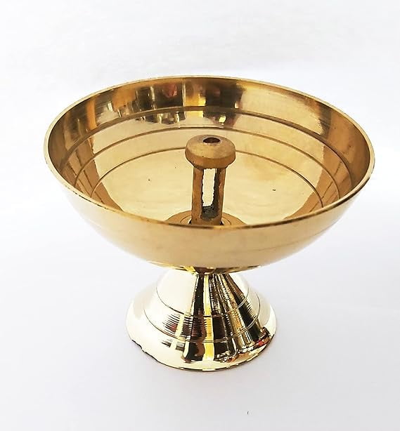 PARIJAT HANDICRAFT Handmade Indian puja Golden Oil lamp for Diwali ...