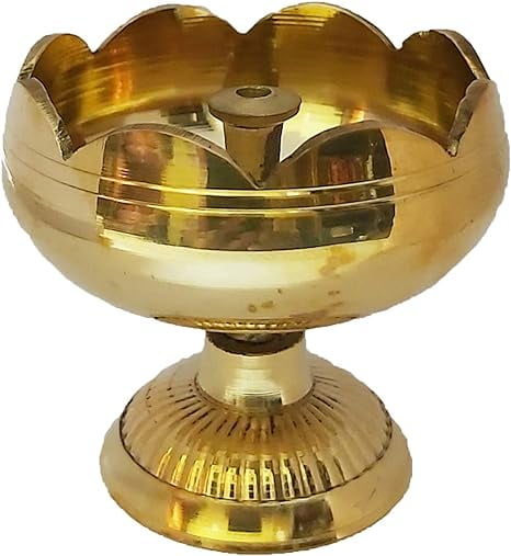PARIJAT HANDICRAFT Handmade Indian puja Golden Oil lamp for Diwali ...