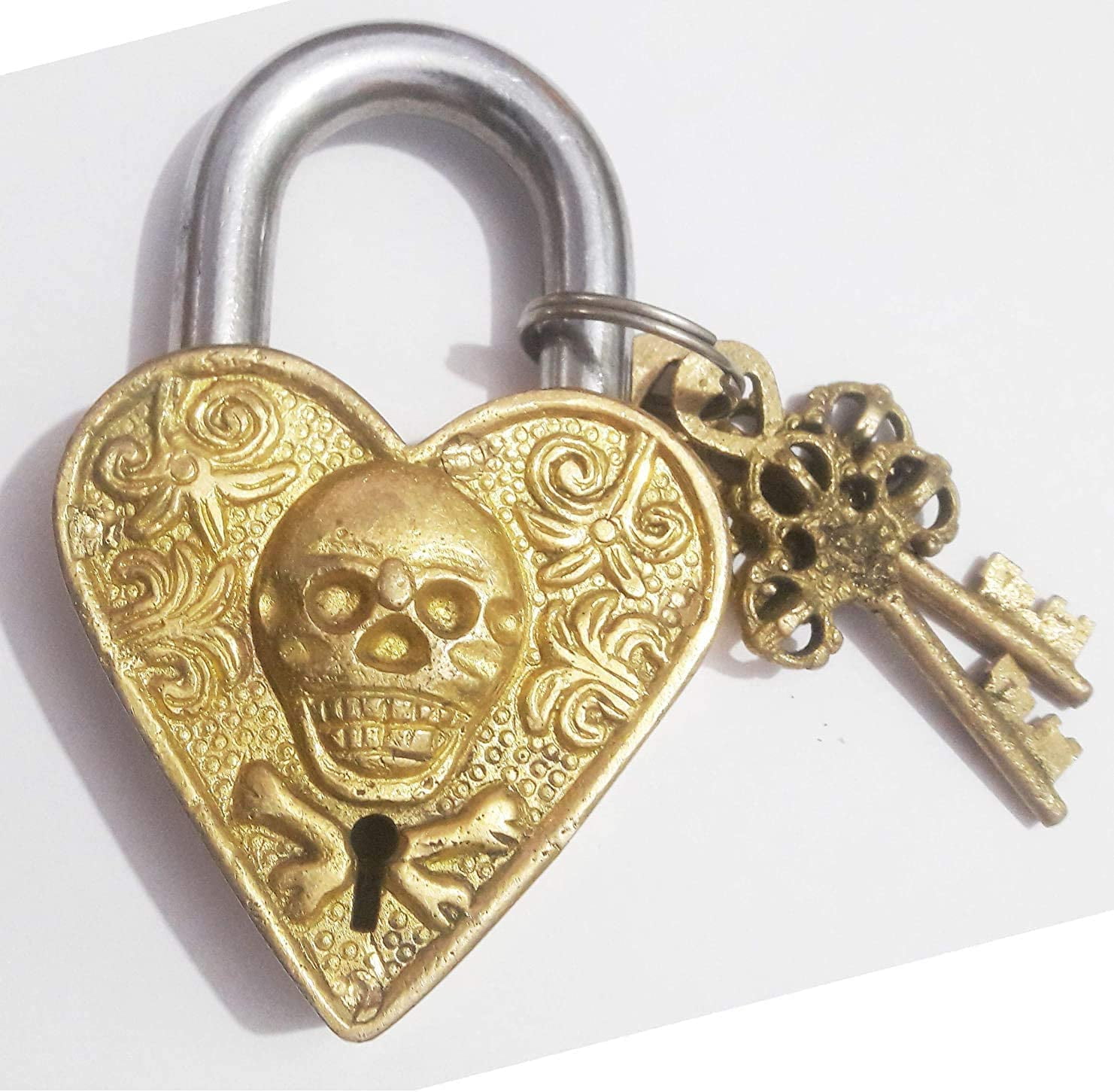 PARIJAT HANDICRAFT Padlock-Functional Brass Beautiful Padlocks with Two ...