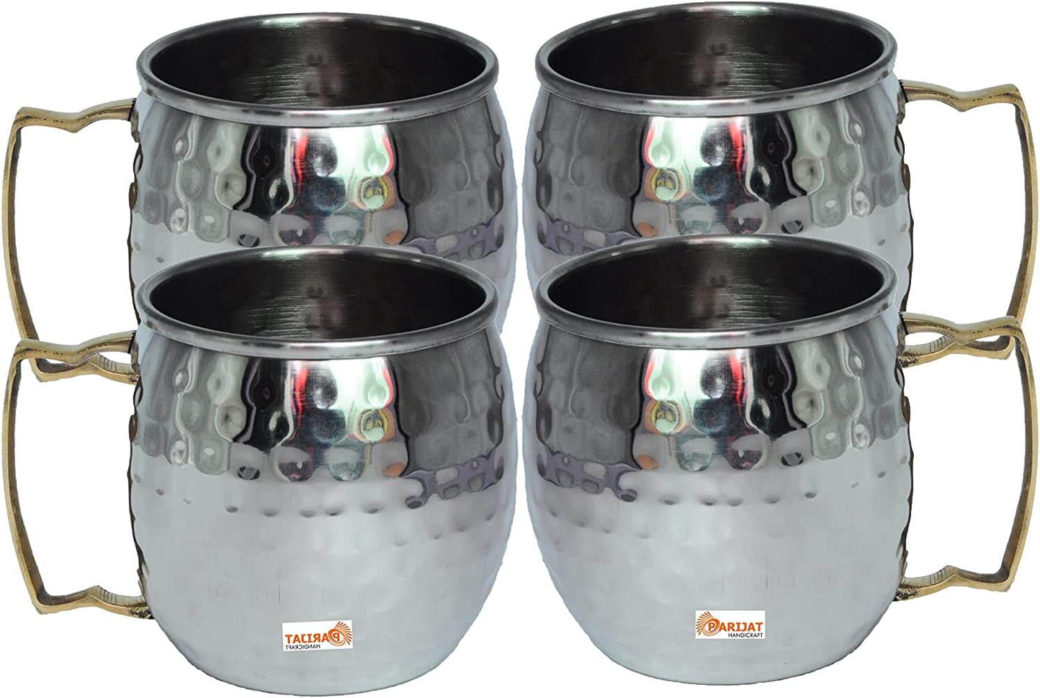 PARIJAT HANDICRAFT Set of 4 Stainless Steel Moscow Mule Mugs Capacity ...