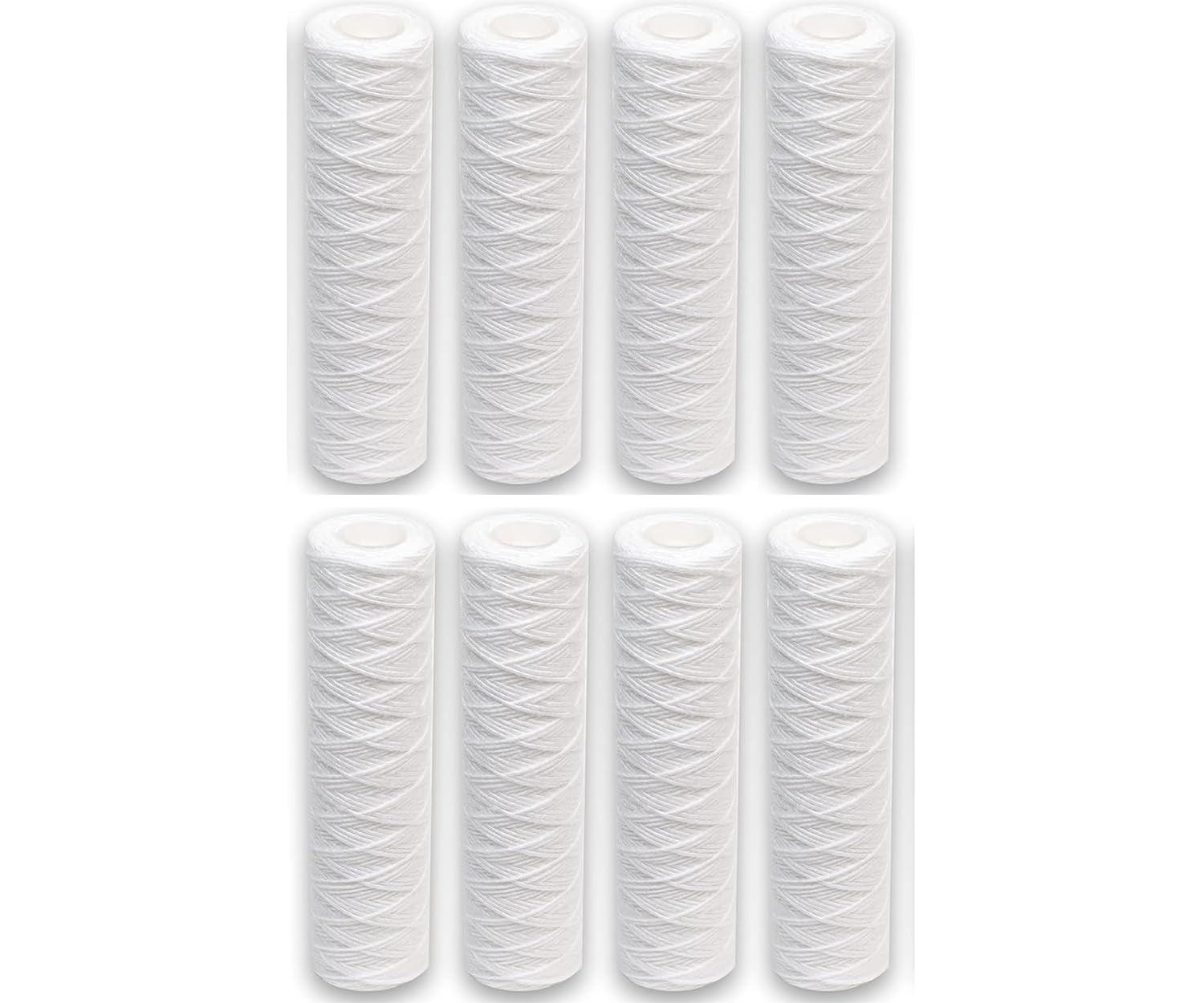 PARIJATA 5 Micron 10 x 25 String Wound Sediment Water Filter Cartridge 8 Pack Whole House ...