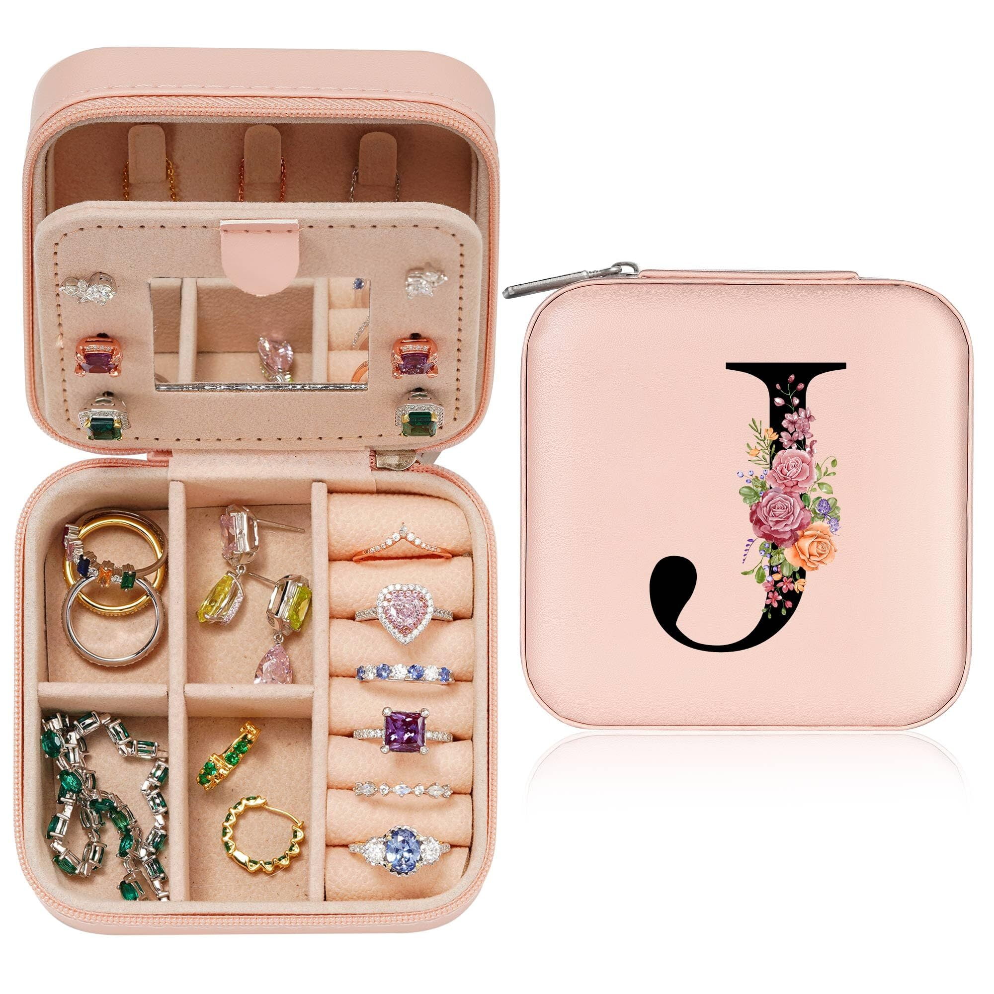 PARIMA Small Personalized Jewelry Box, Initial Jewelry Case Organizer ...