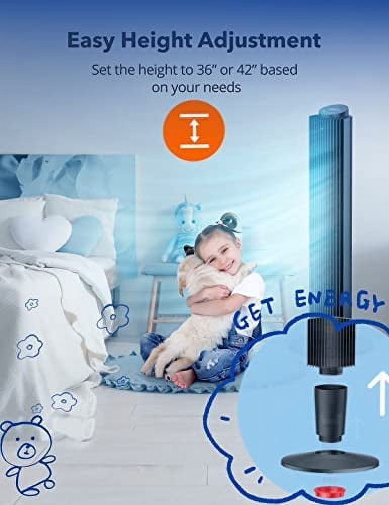 PARIS RHÔNE Tower Fan with Remote, 90° Oscillating Quiet Cooling Fan ...