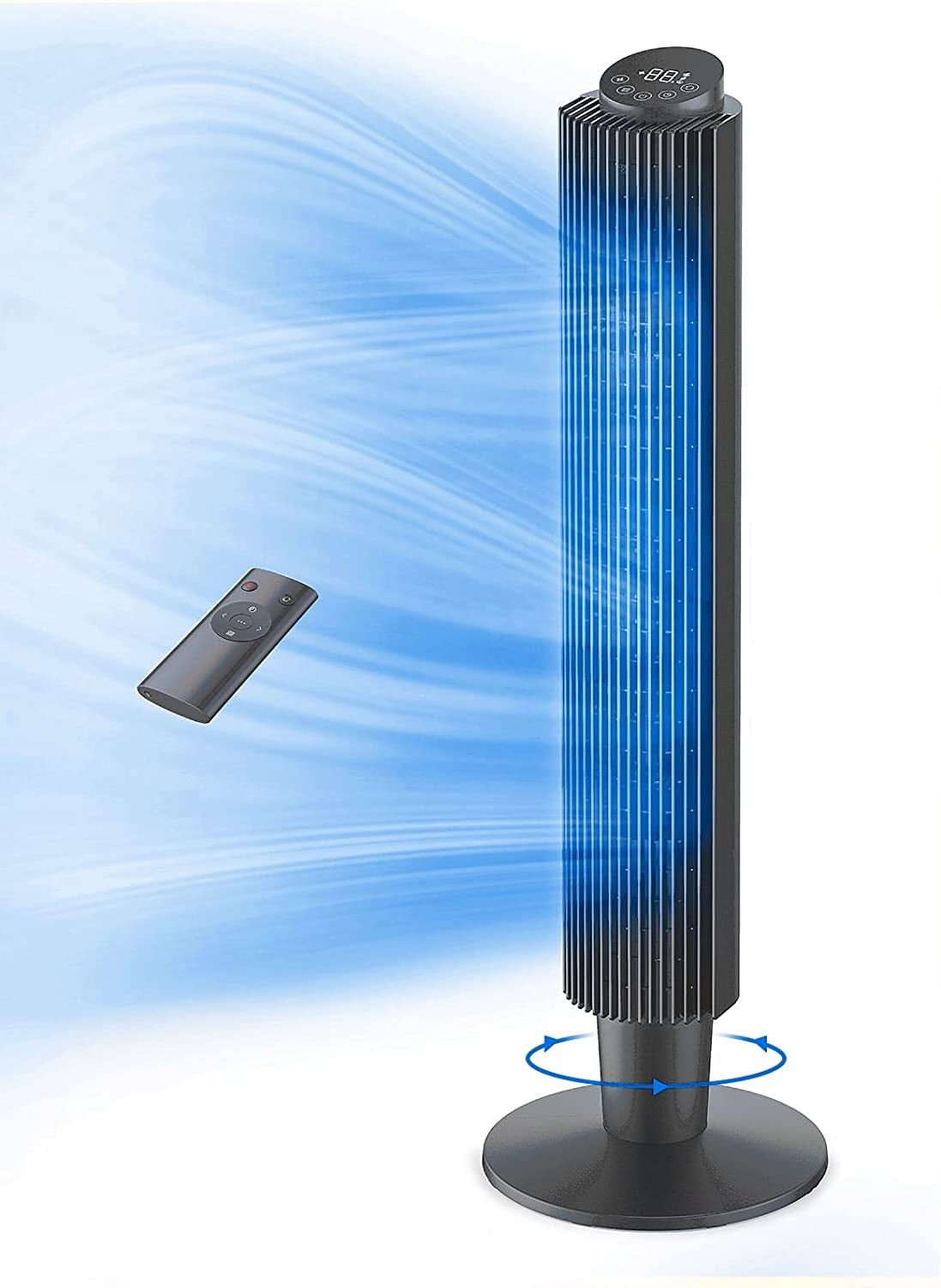 PARIS RHÔNE Tower Fan with Remote, 90° Oscillating Quiet Cooling Fan ...