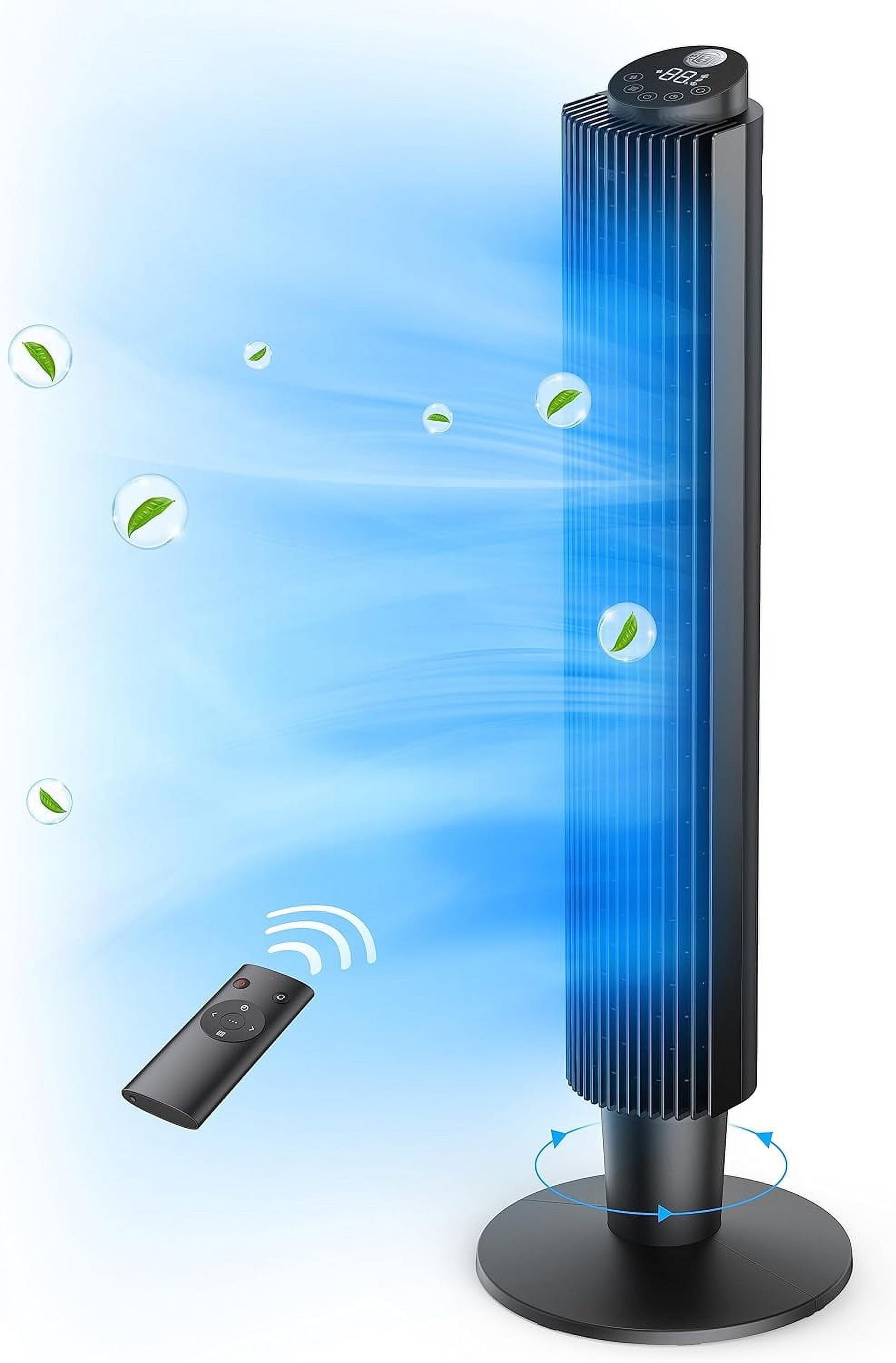 PARIS RHÔNE Tower Fan with Remote, 90° Oscillating Quiet Cooling Fan ...