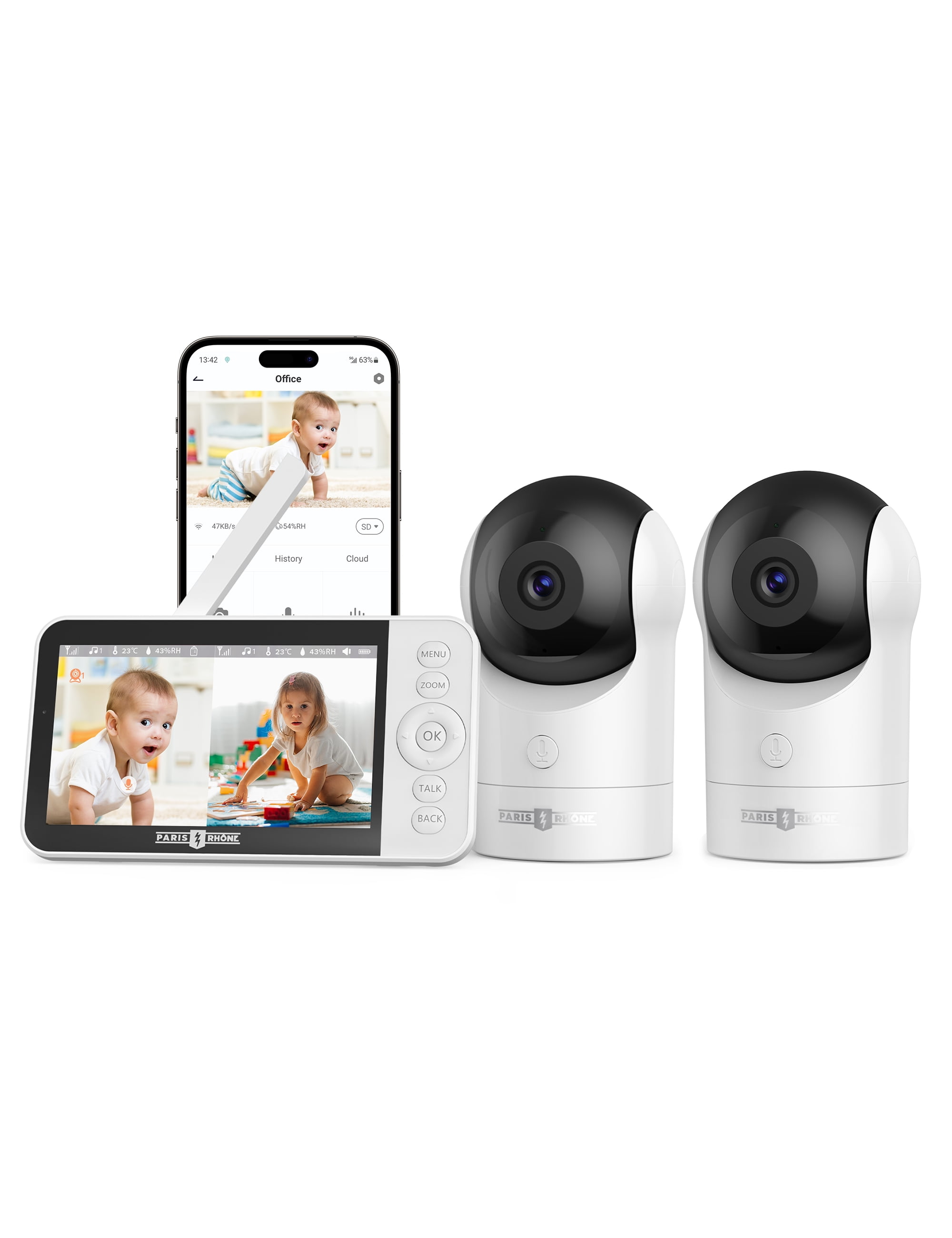 PARIS RHÔNE Video Baby Monitor, 2K UHD WiFi Camera, Night Vision, 5 ...