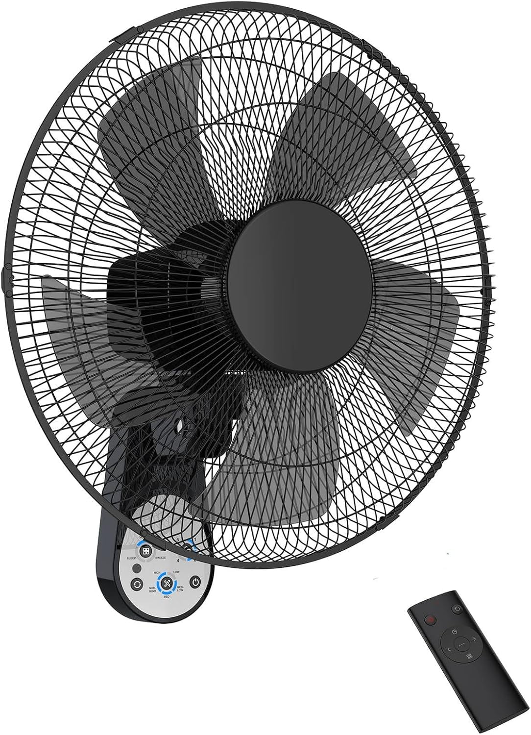 PARIS RHÔNE Wall Mount Fan with Remote,16 Inch Wall Fan with 5 Blades ...