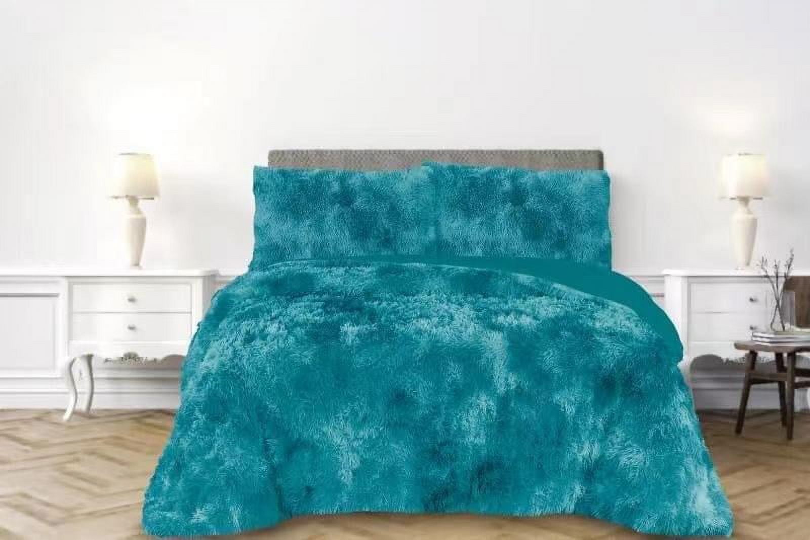 PARIS TURQUOISE COLOR SHAGGY BLANKET WITH SHERPA SOFTY THICK AND WARM 3 ...