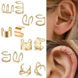 8 Pairs Unisex Stainless Steel Ear Cuff Non Piercing Clip On Cartilage Earrings Various Styles Steel Flower Shape Walmart