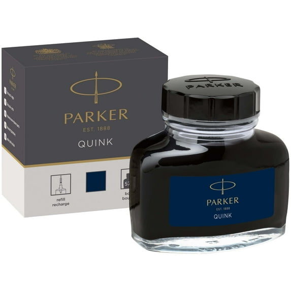 Parker Fountain Pen Ink Bottle | Blue-Black QUINK Ink | 57ml. Fountain Pen Refill - Walmart.com