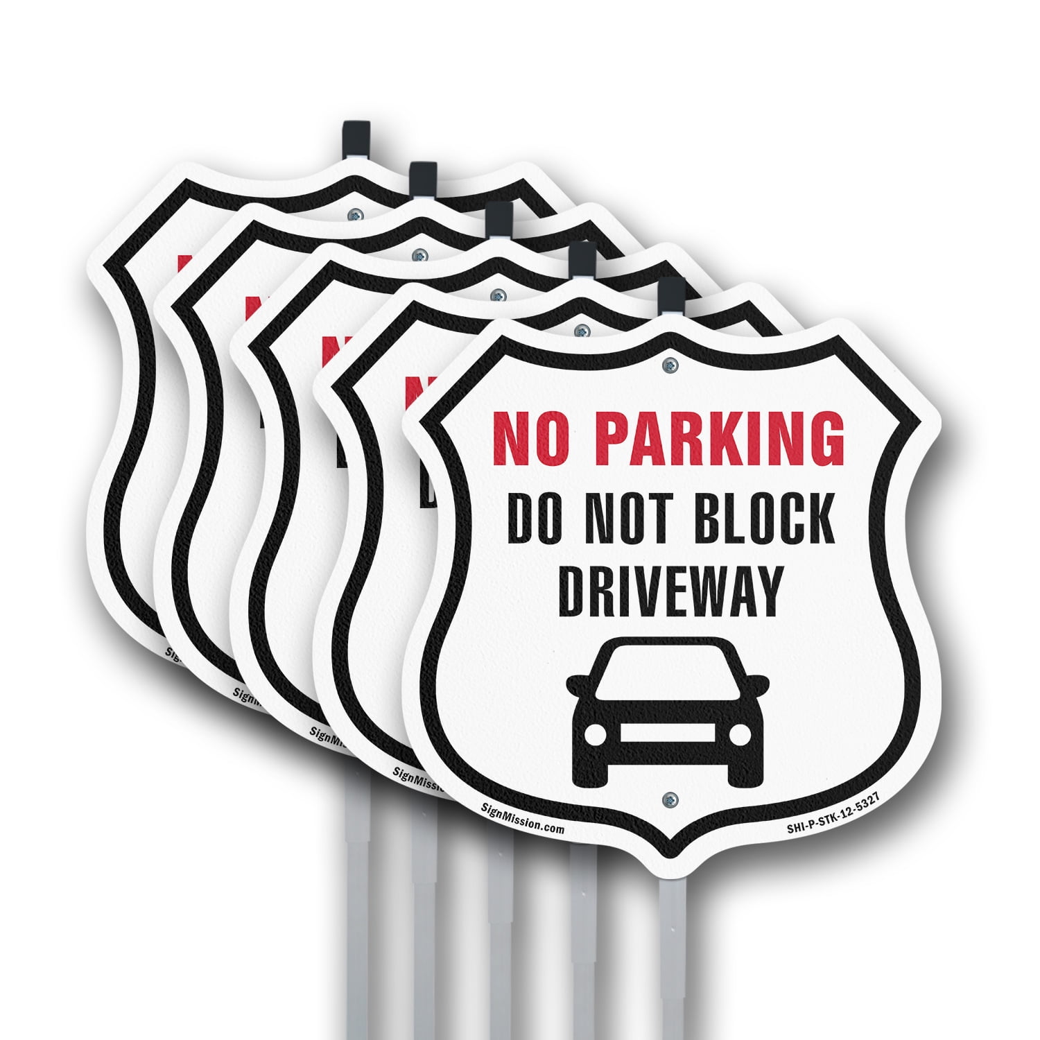 NO PARKING Do Not Block Driveway (5 Pack) 12 inch X 12 inch Shield ...