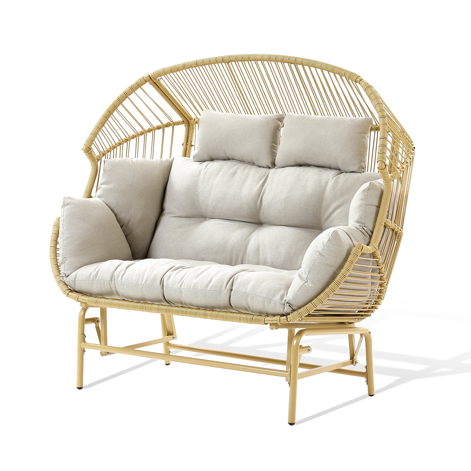 PARKWELL 2 Person Glider Egg Chair - Wicker Rocking Egg Loveseat for ...