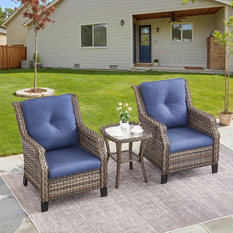 PARKWELL 3-Piece Outdoor Chair Set with Side Table,Patio Wicker Chairs ...