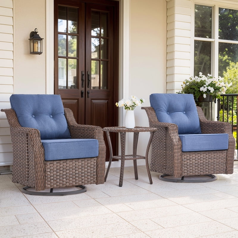 PARKWELL 3-Piece Outdoor Swivel Rocker Chair with Side Table,All ...