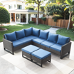 PARKWELL 5-Piece Patio Wicker Set with Sofa, Chairs and Ottomans, Brown ...