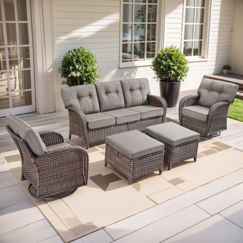 PARKWELL 5 Pieces Patio Furniture Set with Swivel Gliders Chairs, 7 ...