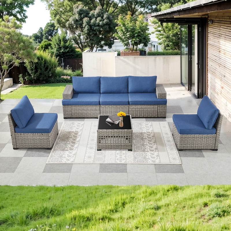 PARKWELL 6 Pieces Outdoor Modular Furniture Sets,Patio Sectional Sofa ...