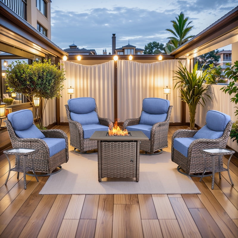 PARKWELL 7-Piece Outdoor Patio Furniture High Back Conversation Set ...