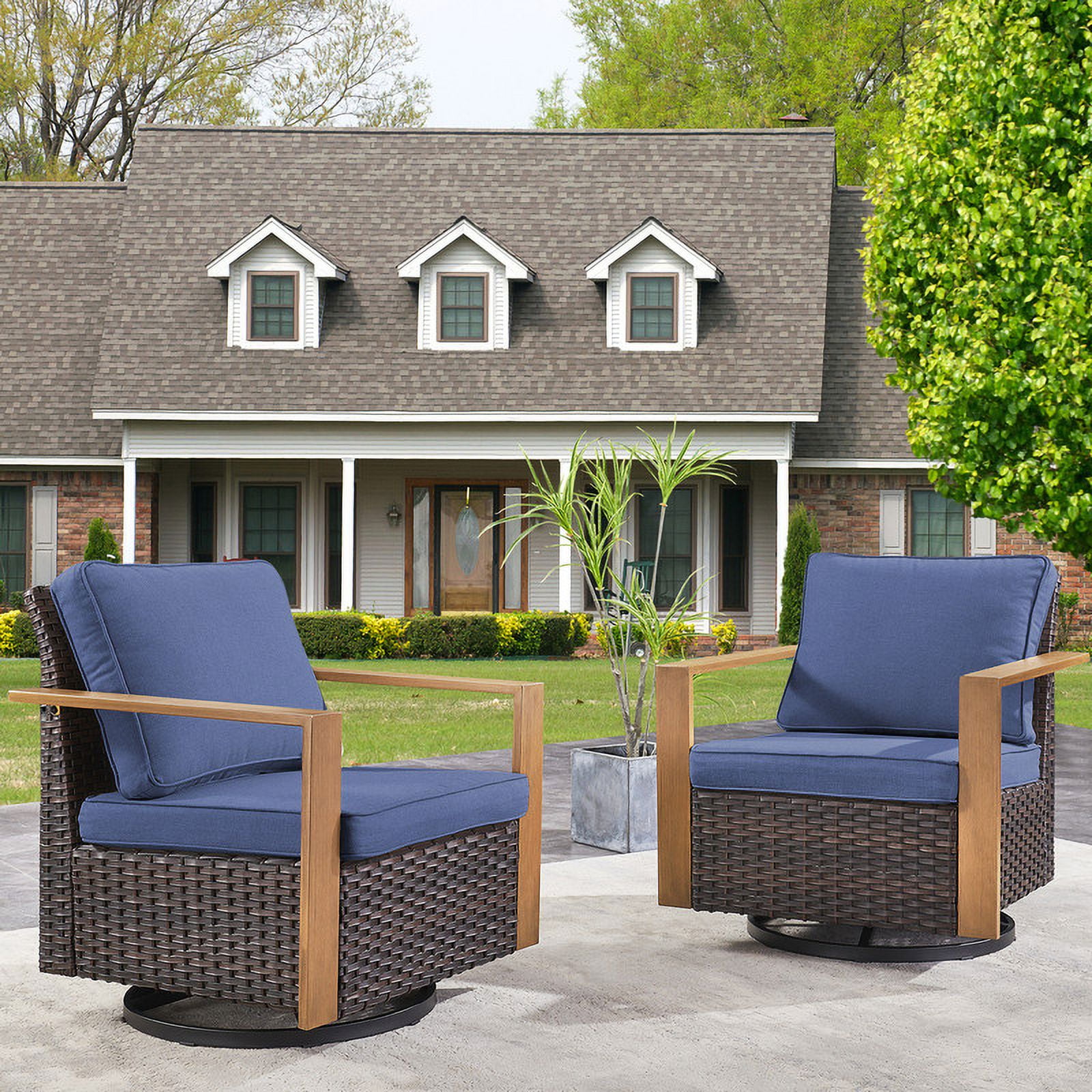 PARKWELL Classic Swivel Glider Chair Set of 2, Patio Cushioned Lounge ...