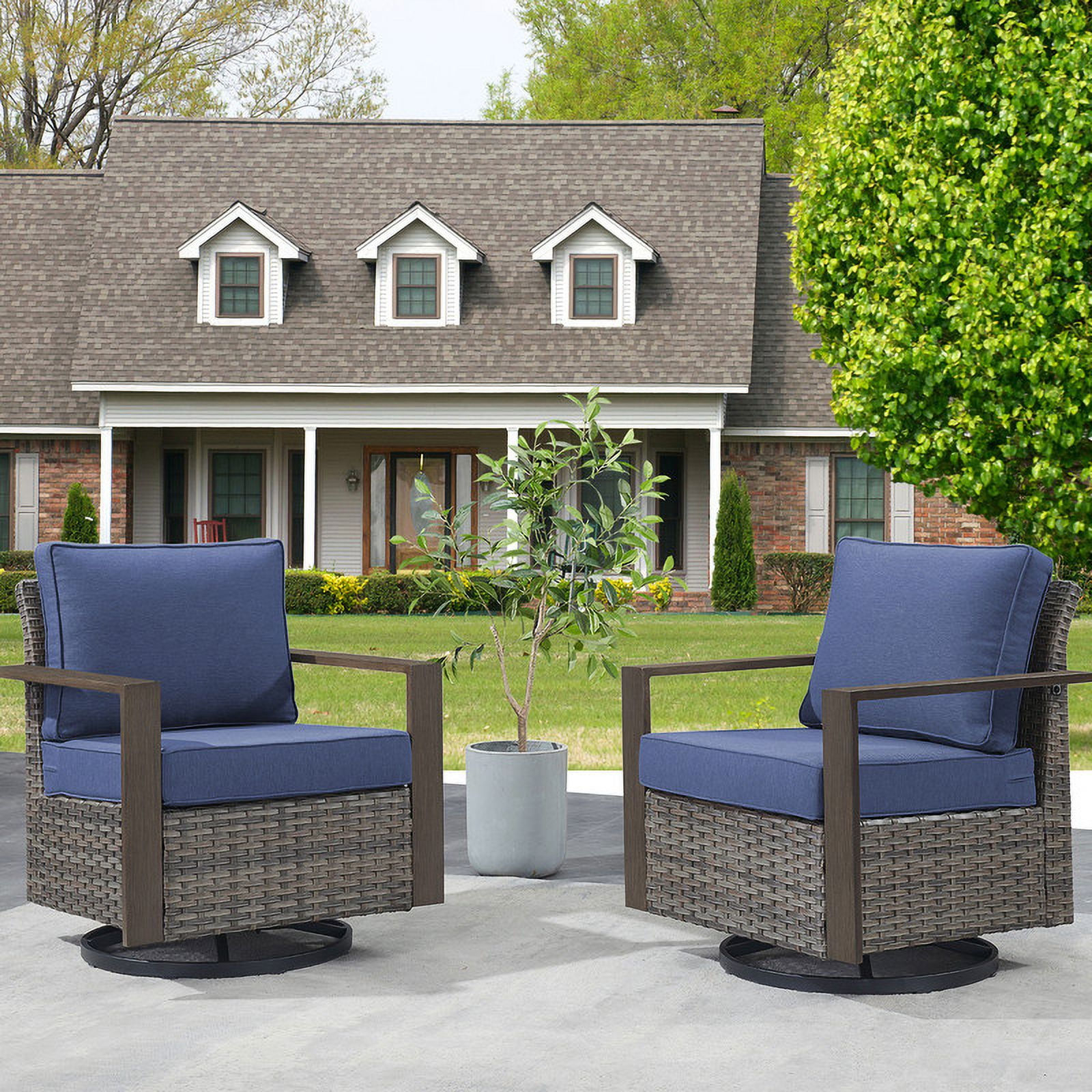 PARKWELL Classic Swivel Glider Chair Set of 2, Patio Cushioned Lounge ...